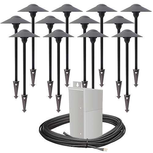Pro LED outdoor landscape lighting path kit, 12 path lights, 100watt p ...
